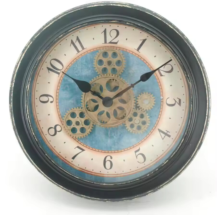 OEM Vintage Rustic Gear Wall Clock With Real Moving Gears - Industrial ...